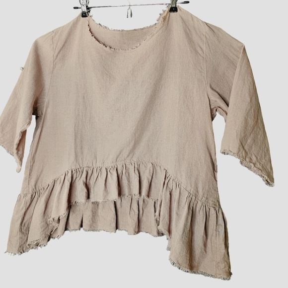 Lo Len Ok | Tops | Lo Len Ok Lavender 0 Linen Raw Edges Ruffle High Low ...